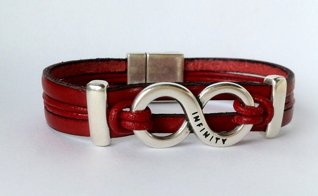 Infinity Leather Bracelet, Womens Bracelet, Mens Bracelet, Personalized ...
