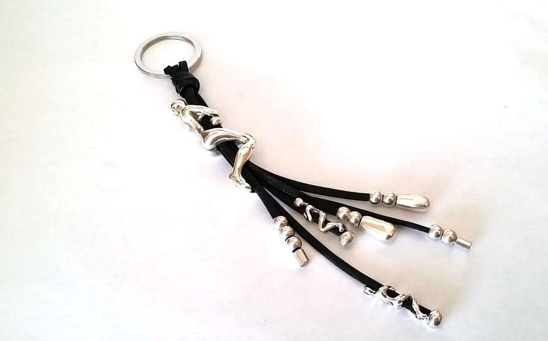 Handmade Silver Pole Dance Keychain, Silver Beads Keychain, Gift for ...