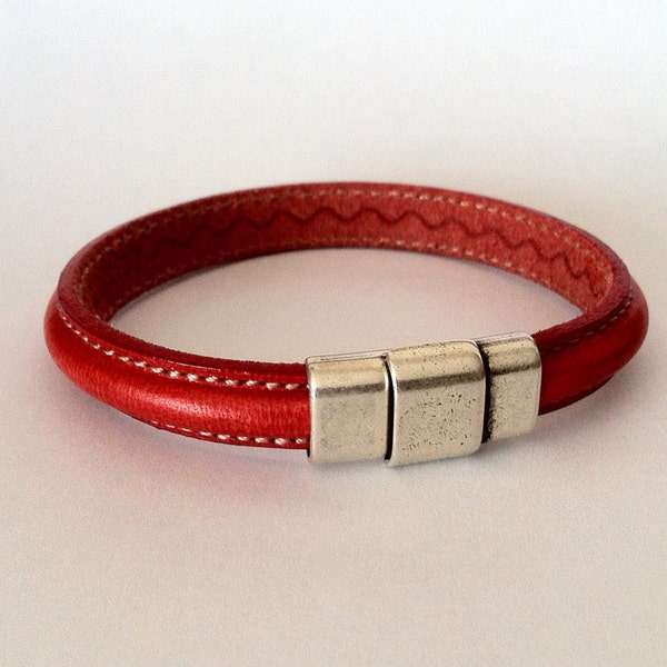 Mens Red Leather Bracelet - Etsy