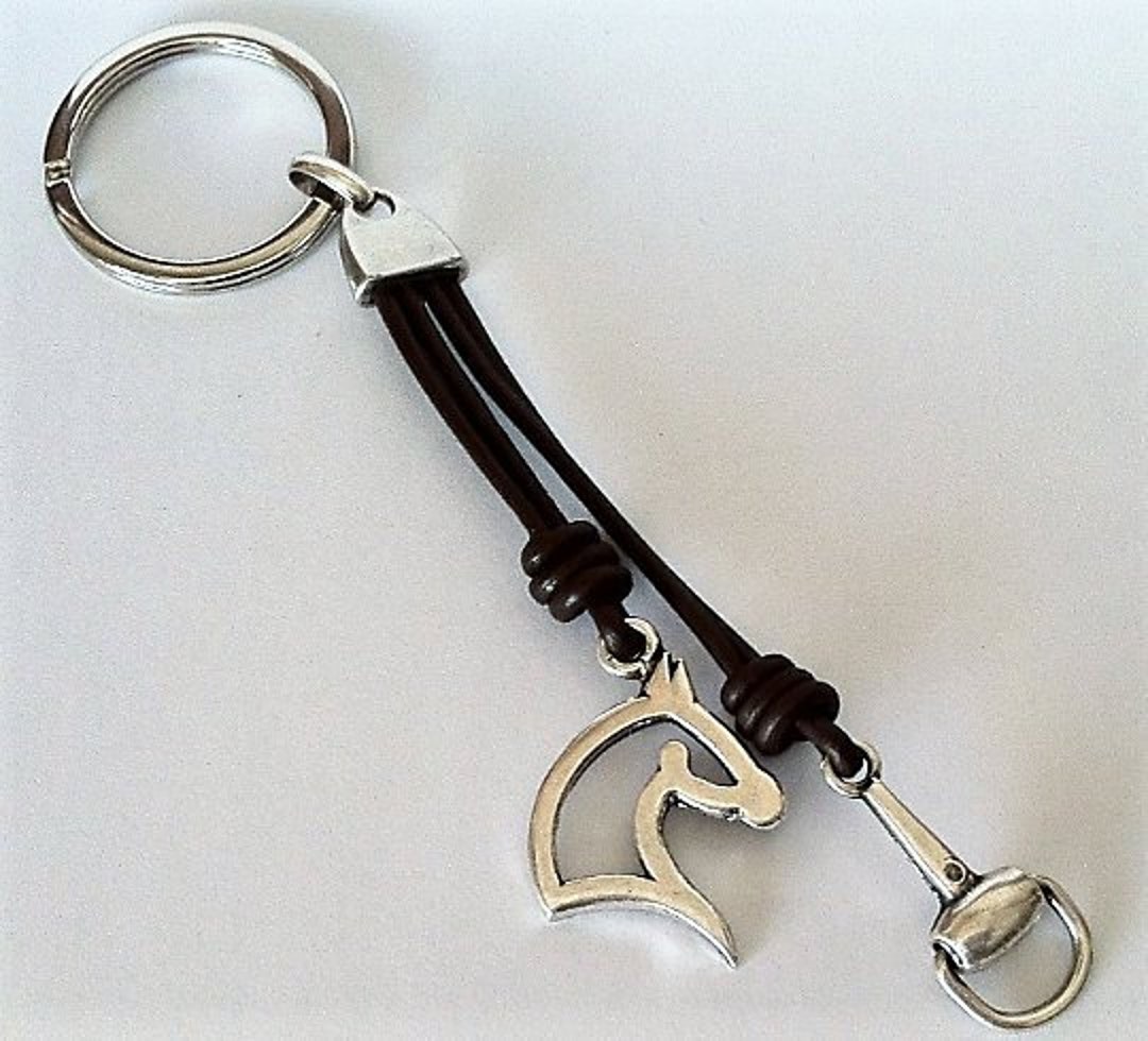 Leather Horse Keychain, Snaffle Bit Equestrian Charm - Etsy