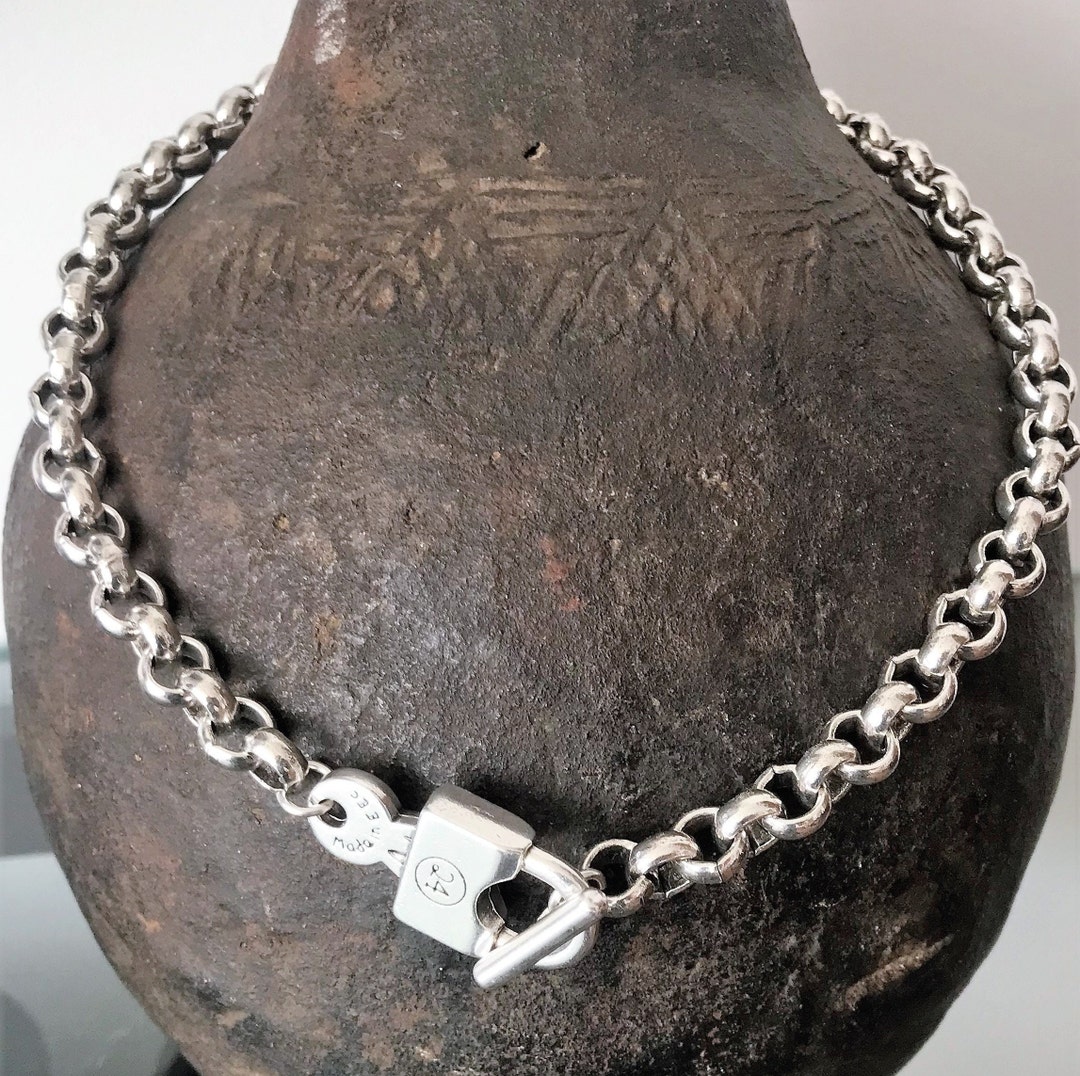 Chunky Chain Choker, Key and Padlock Nekclace, Silver Choker, Gift for ...