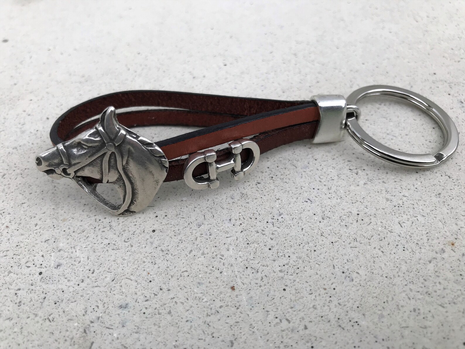 Keychain Leather Equestrian Keychain Horse Keychain Snaffle - Etsy