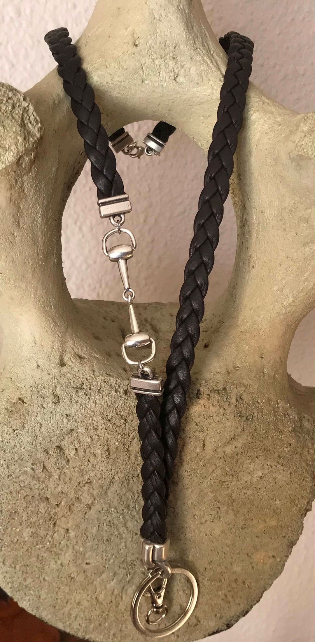 Braided Leather Snaffle Bit Lanyard, Equestrian Gift - Etsy