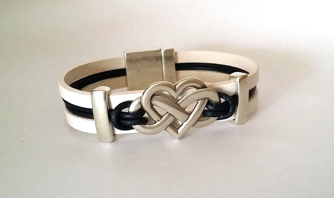 Two Color Bracelet, Infinity Leather Bracelet, Womens Bracelet ...