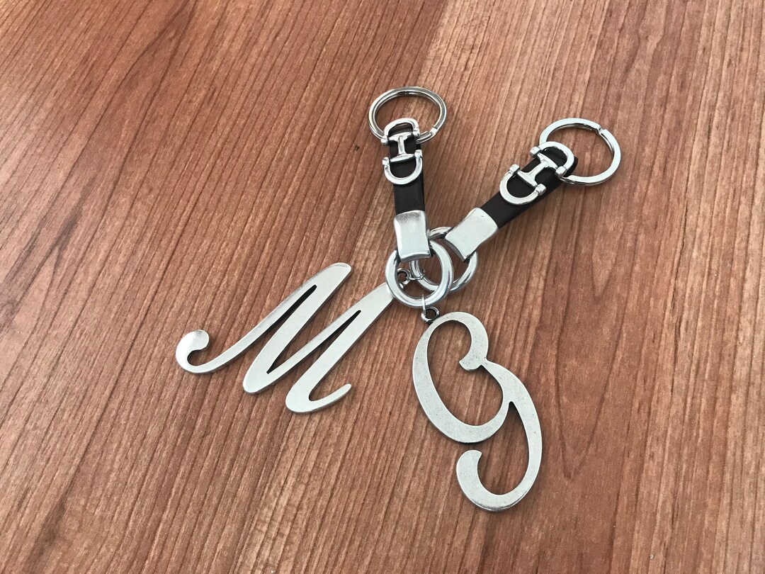 Custom Initial Keychain, Equestrian Theme, Horse Keychain, Bit Keychain ...