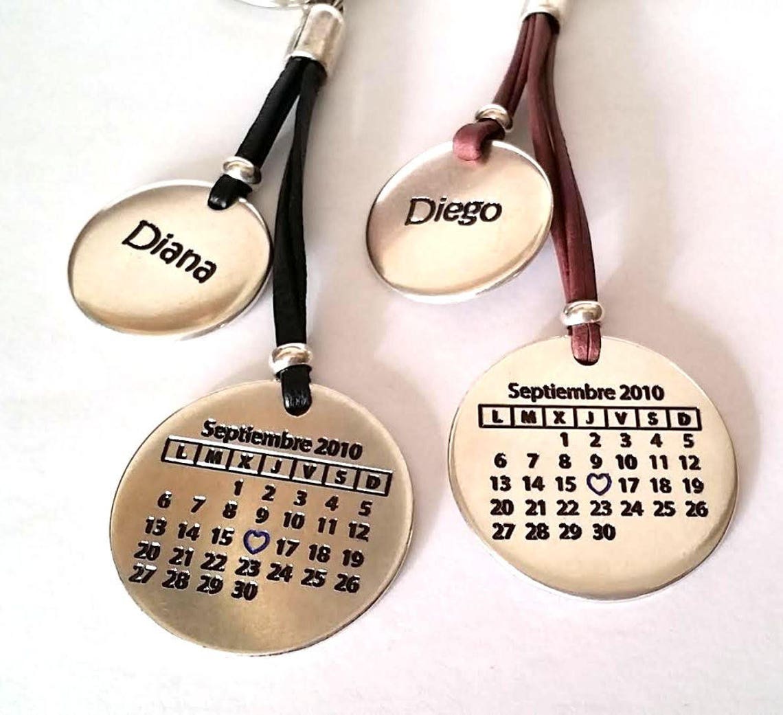 Calendar Keychain Custom Engraved Keychain Personalized - Etsy