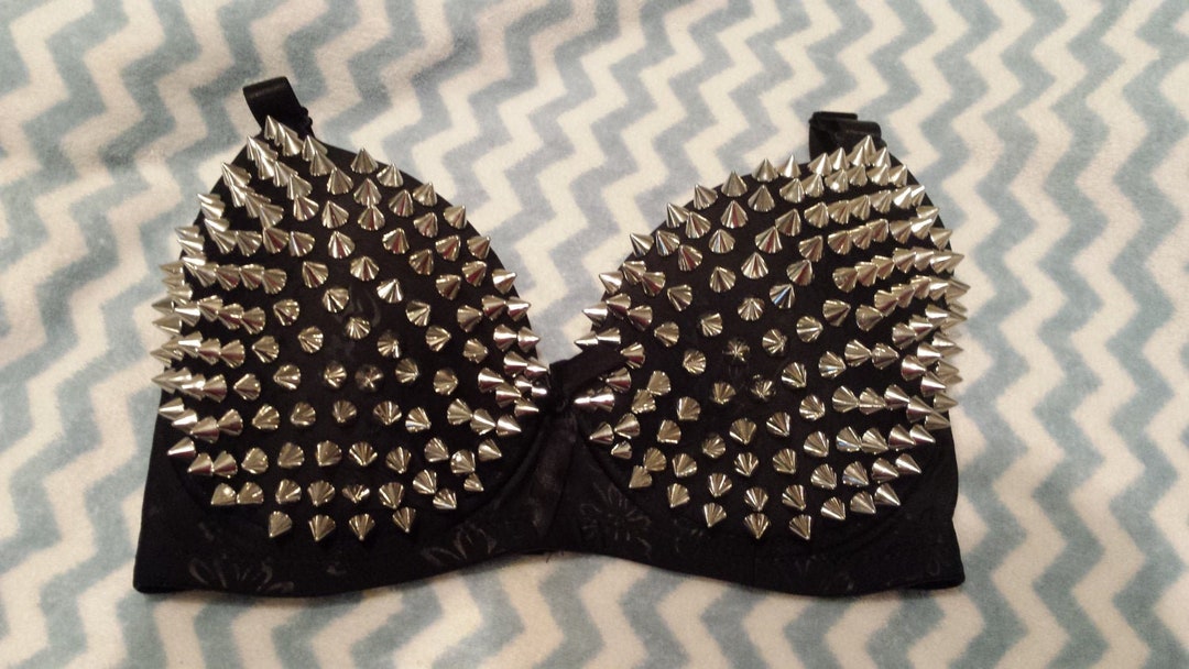 Hand Sewn SILVER Spiked Bra Reinforced Stitching - Etsy