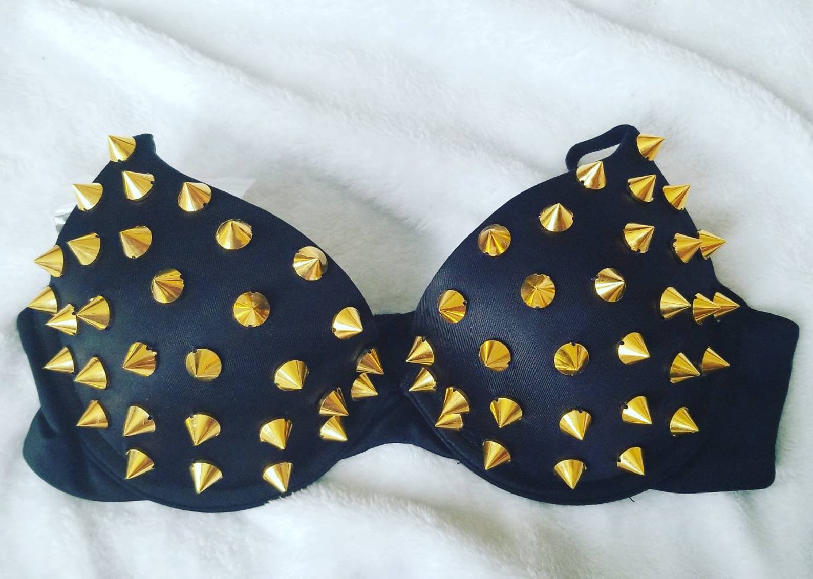 Hand Sewn Golden Spiked Bra Reinforced Stitching - Etsy