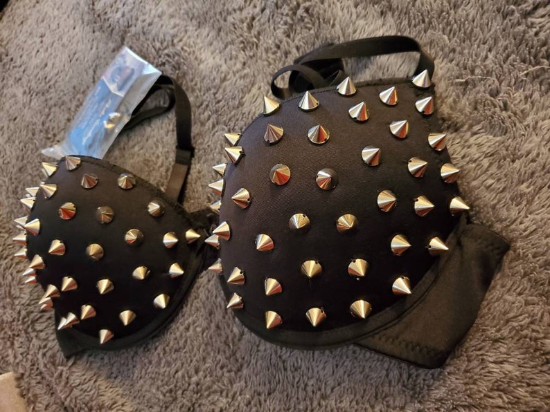 Hand Sewn SILVER Spiked Bra Reinforced Stitching - Etsy