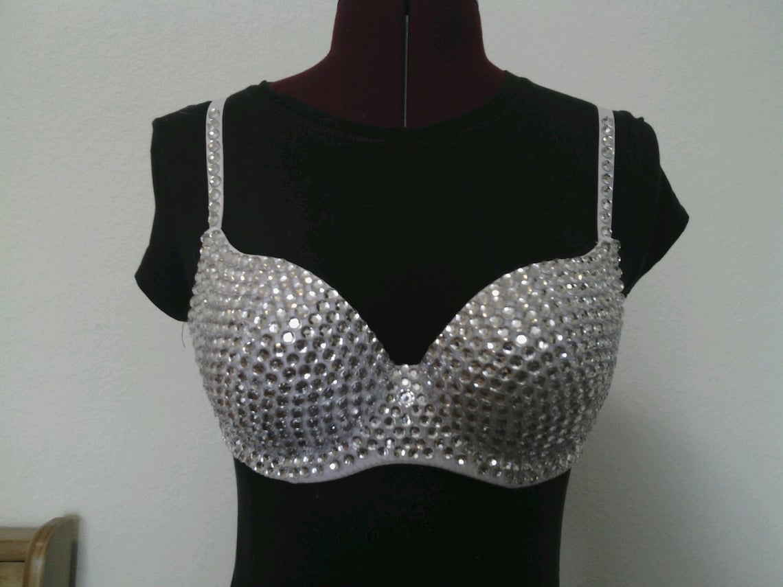 Fully Hand Jeweled Bra front and Back - Etsy