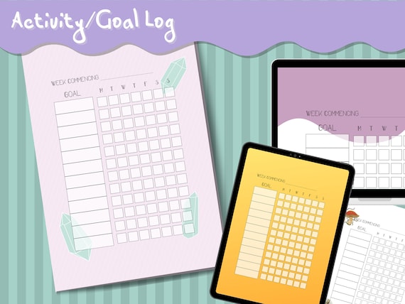 Weekly Activity Goal Habit Log Tracker for Tracking and - Etsy