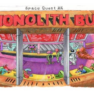 Space Quest III - the Monolith Burger by Jim Ferguson - Etsy