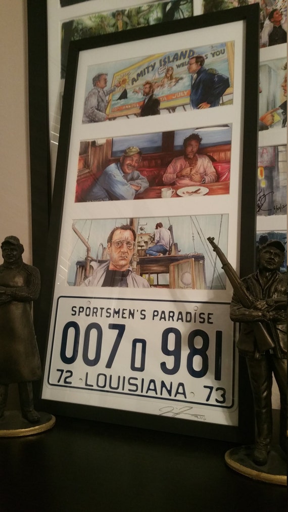 3 Framed Jaws prints with License Plate By Jim Ferguson | Etsy