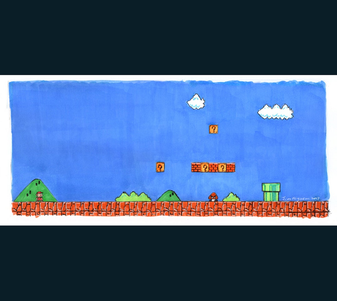 Super Mario Bros - World 1 - 1 Print by Jim Ferguson - Etsy