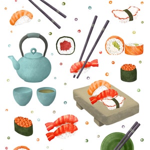 Sticker Sheet – Sushi Party / Journal Planner Stickers, Cute Food ...