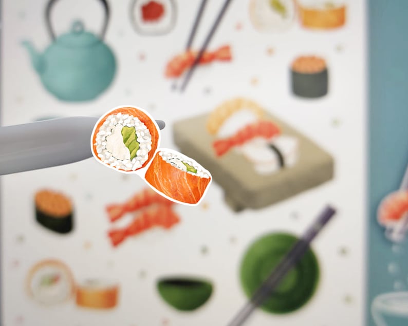 Sticker Sheet – Sushi Party / Journal Planner Stickers, Cute Food ...