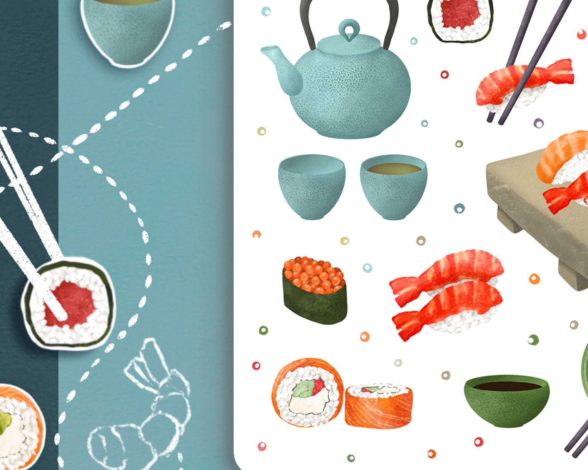 Sticker Sheet – Sushi Party / Journal Planner Stickers, Cute Food ...