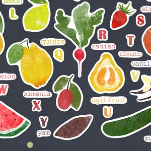 ABC Printable Stickers, Instant Download Alphabet Sticker, Fruit and ...