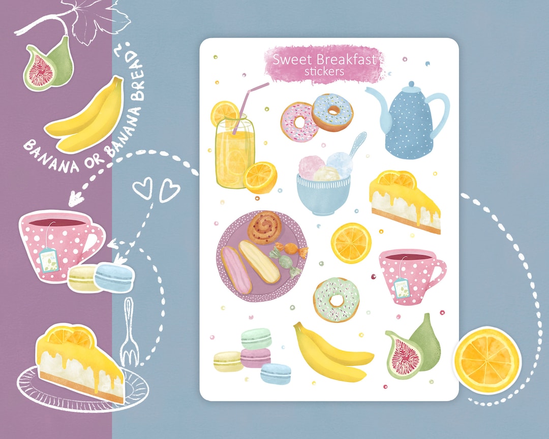 Sticker Sheet – Sweet Breakfast / Journal Planner Stickers, Cute Food ...