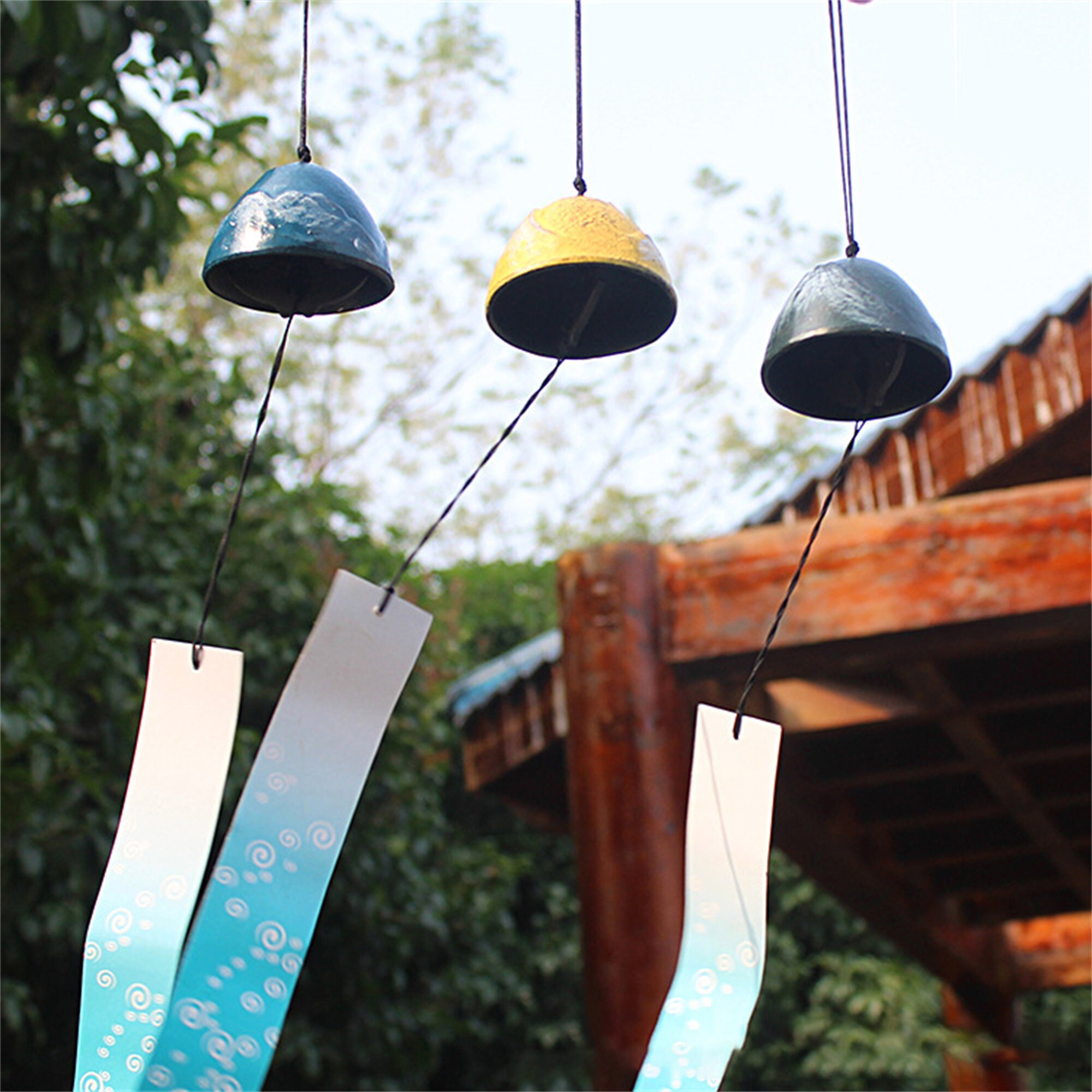 Th Halloween Iron Made Decoration Triangle Wind Chime Pendant1pcsblack ...