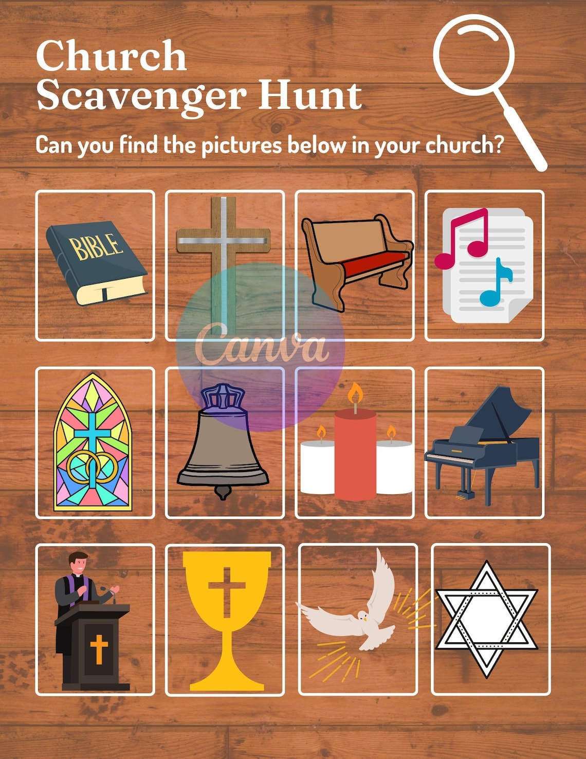 Church Scavenger Hunt Printable Download Digital Kids Vacation Bible ...