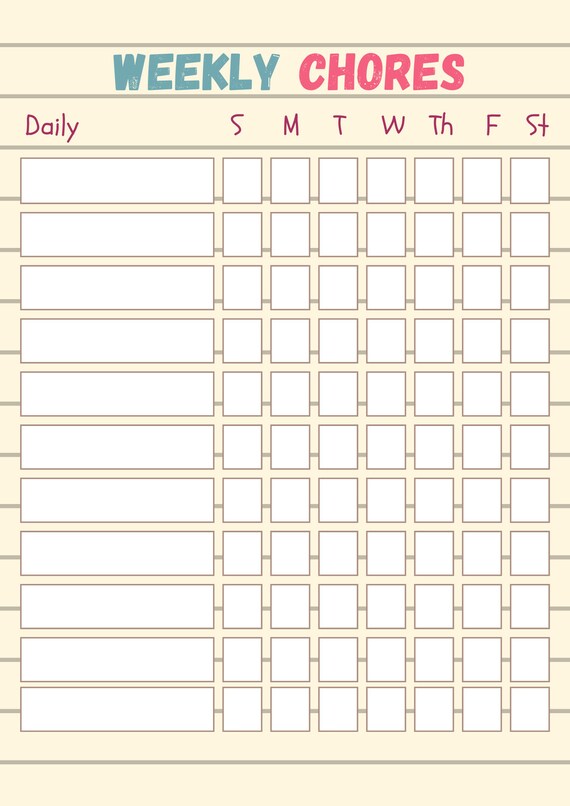 Chore Chart For Teenagers