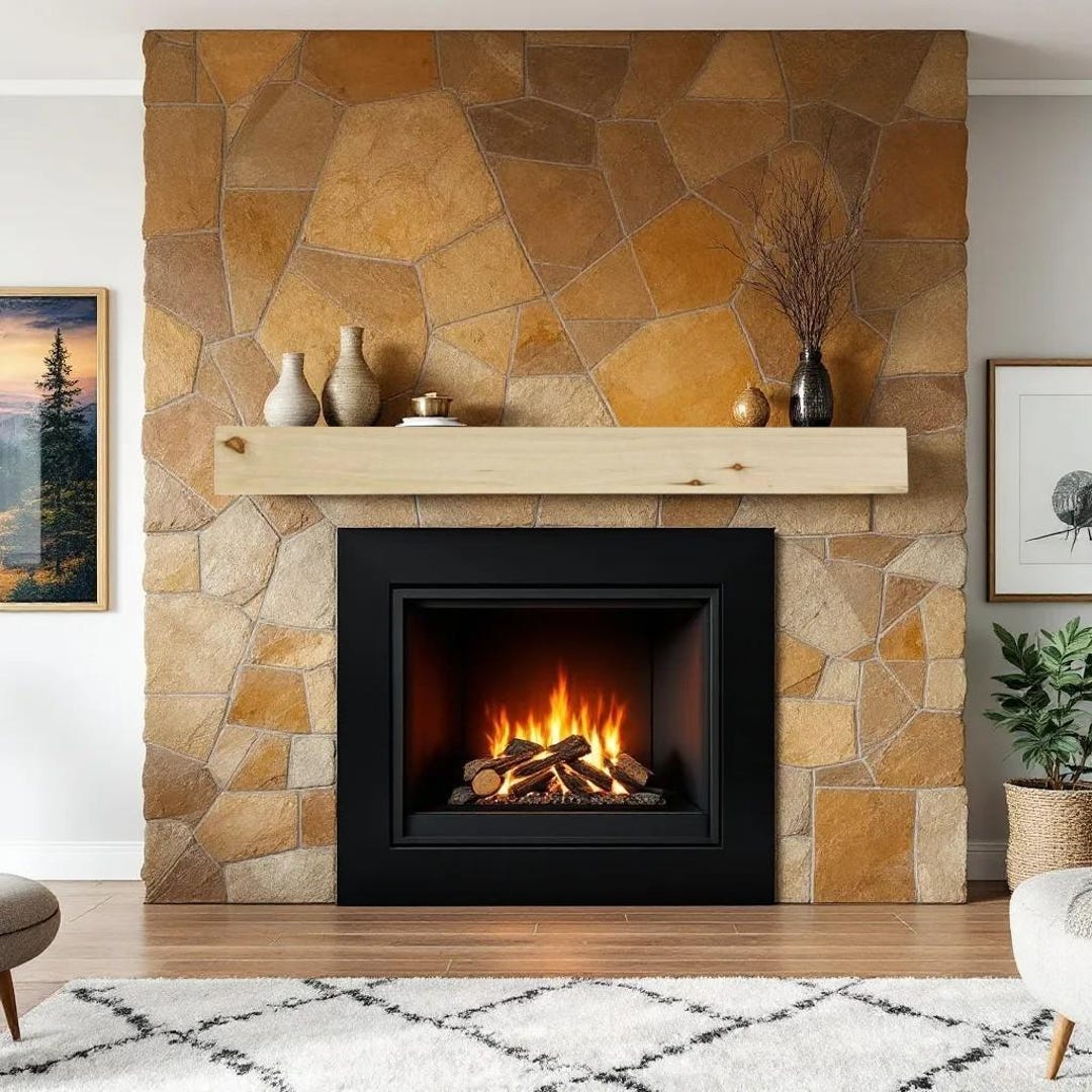 8" Deep Rustic Fireplace Mantel Shelf: Unfinished Wood Beam, Floating ...