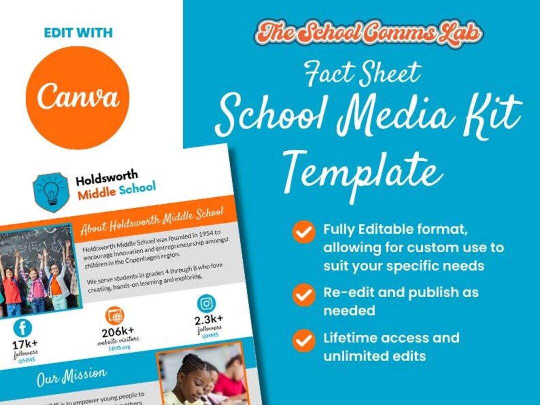 One-page School Media Kit/fact Sheet Template - Etsy Australia