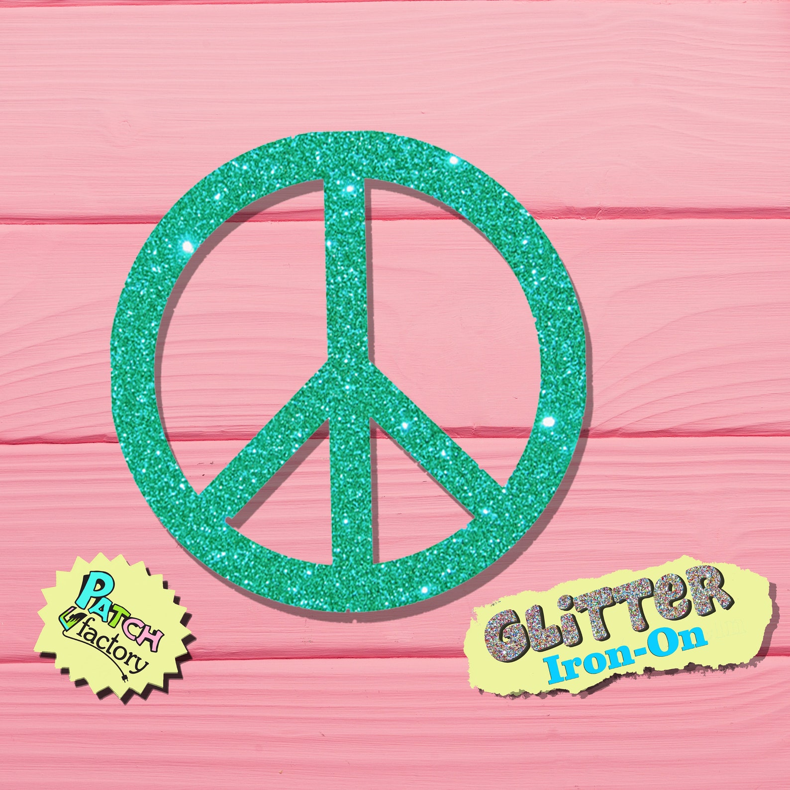 Glitter peace sign iron-on patch 24 colors | Etsy