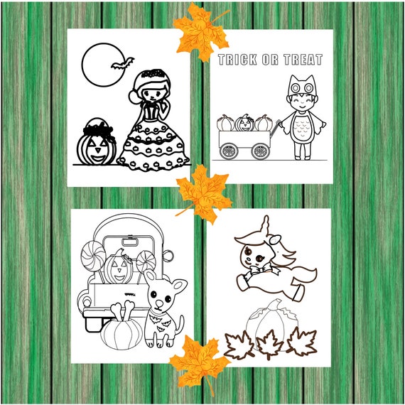 Digital Fall Kids Coloring Pages Halloween Coloring Pages - Etsy