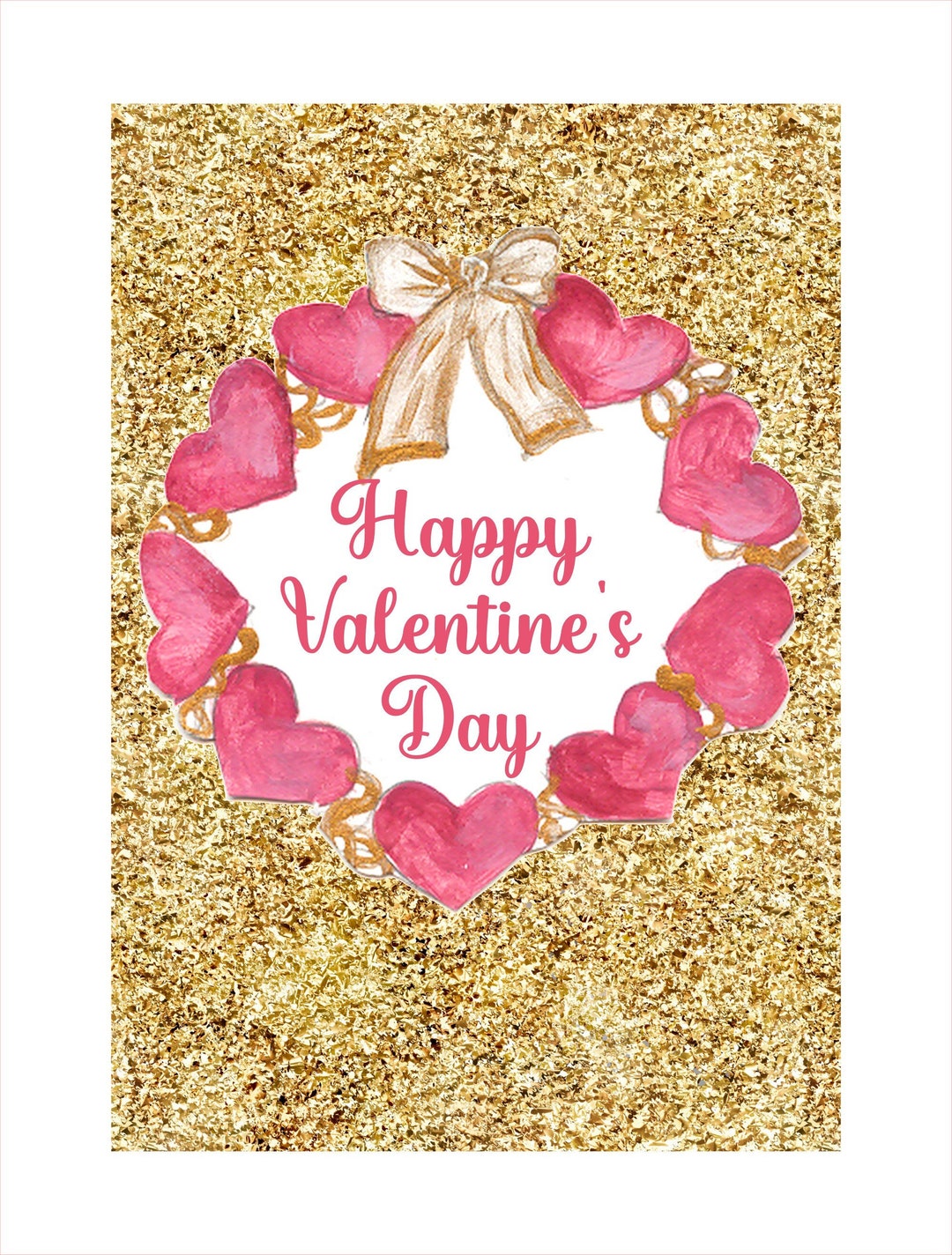 Digital Valentine Card, Printable Valentine Card, Hand Painted, Heart ...