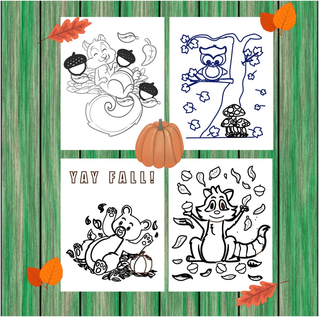 Digital Fall Coloring Pages, Kids Coloring Pages, Printable Coloring ...