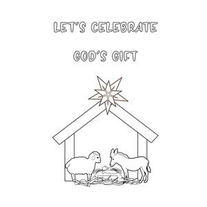 Printable Christmas Coloring Card, Digital Nativity Animals, Instant ...