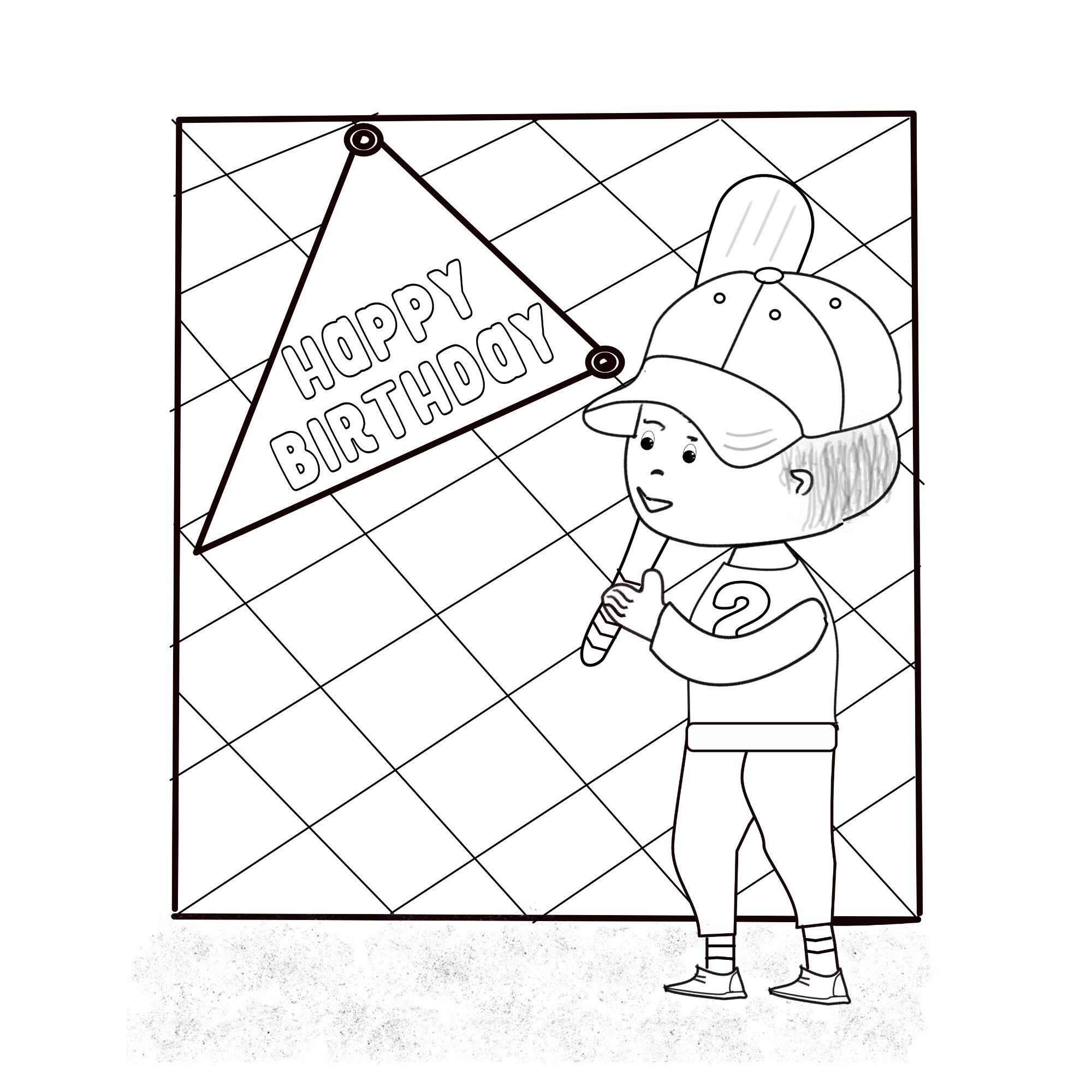 Printable Kids Birthday Coloring Card, Baseball Boy, Instant Download ...