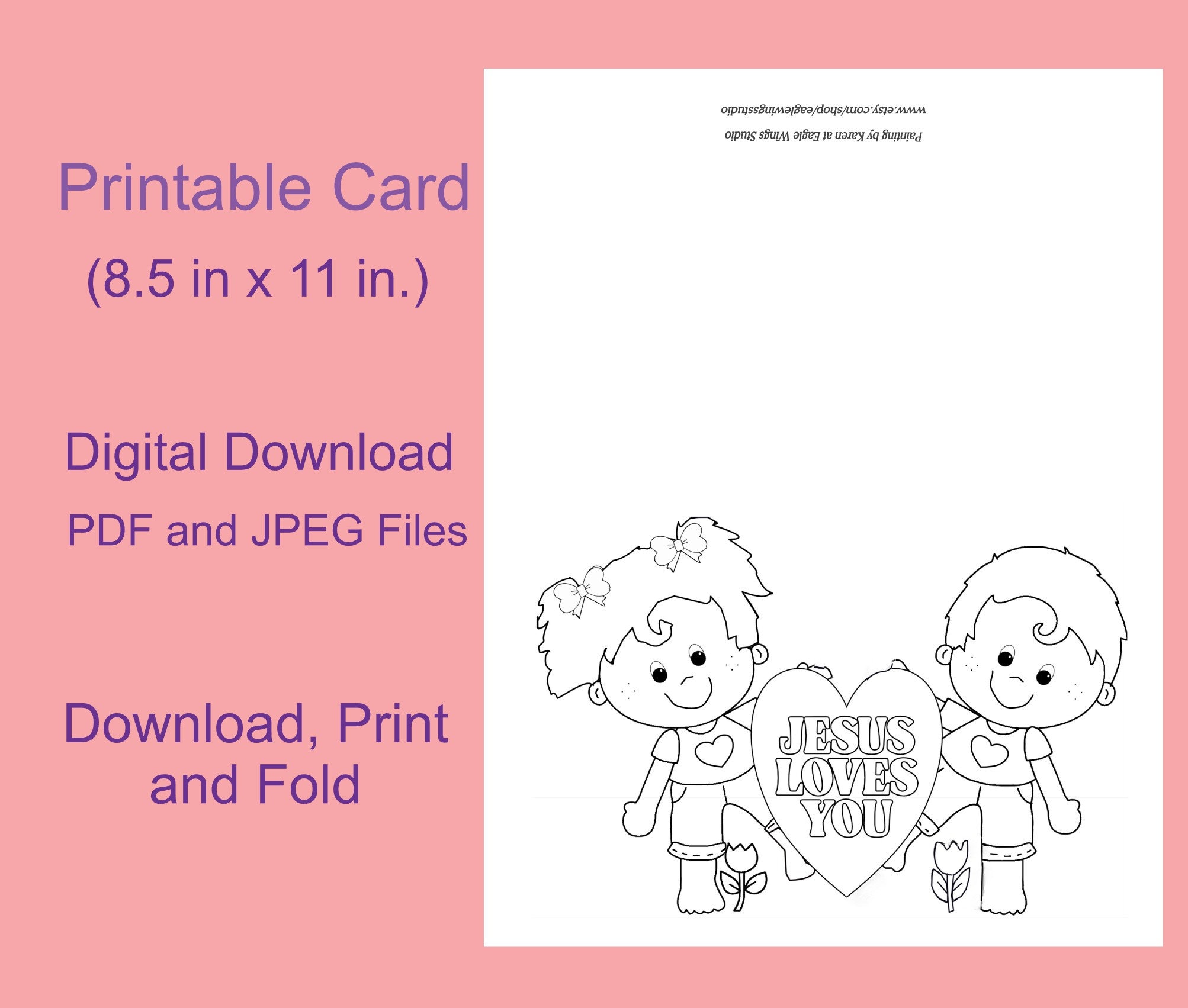 Printable Valentine Card, Jesus Loves You Kids Valentine, Instant ...