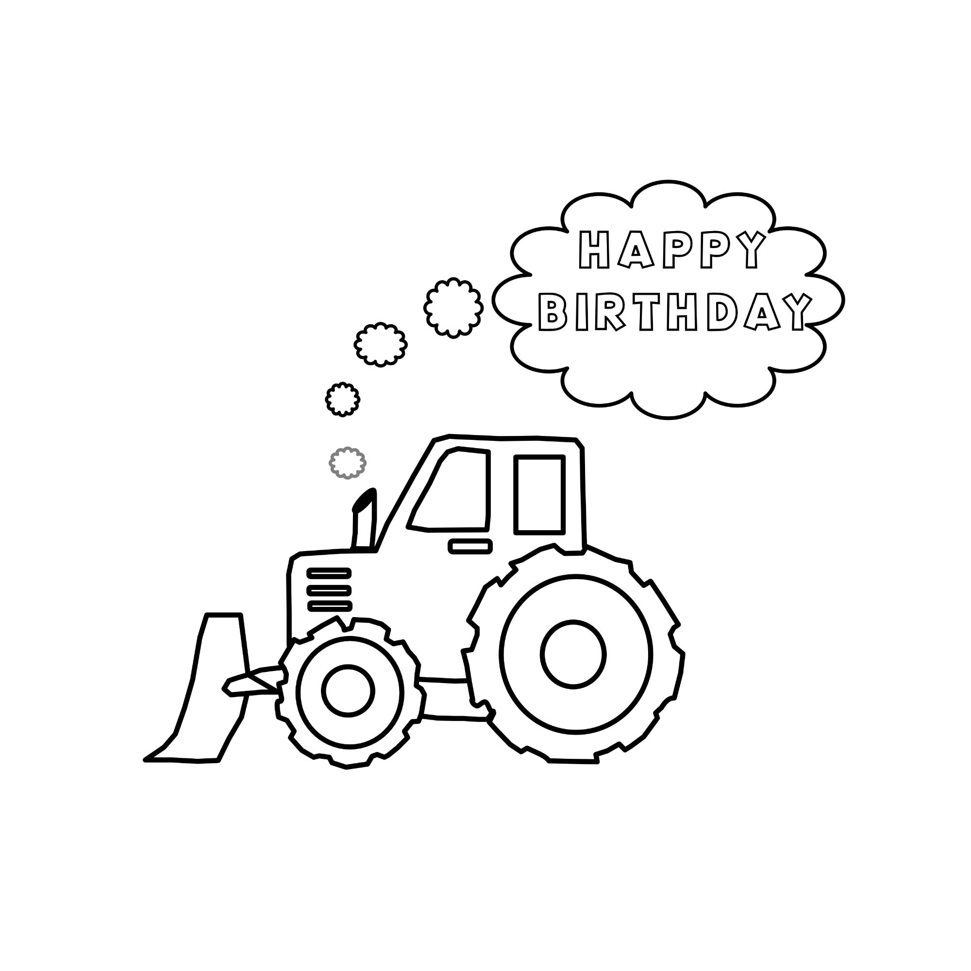 Birthday Coloring Card, Printable Tractor Card, Instant Download ...