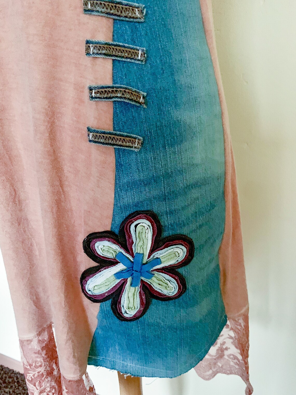 Upcycled boho dress M/L Bohemian style clothing Recycled | Etsy