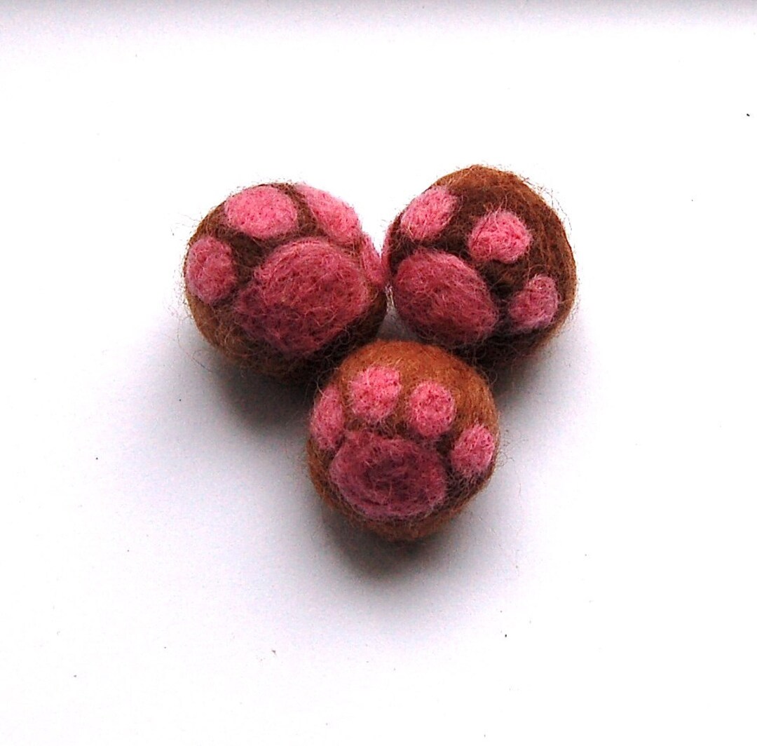Cat Toy Balls, 2x Set of 3 Felt Cat Paw Balls, Best Cat Toys, Cat ...
