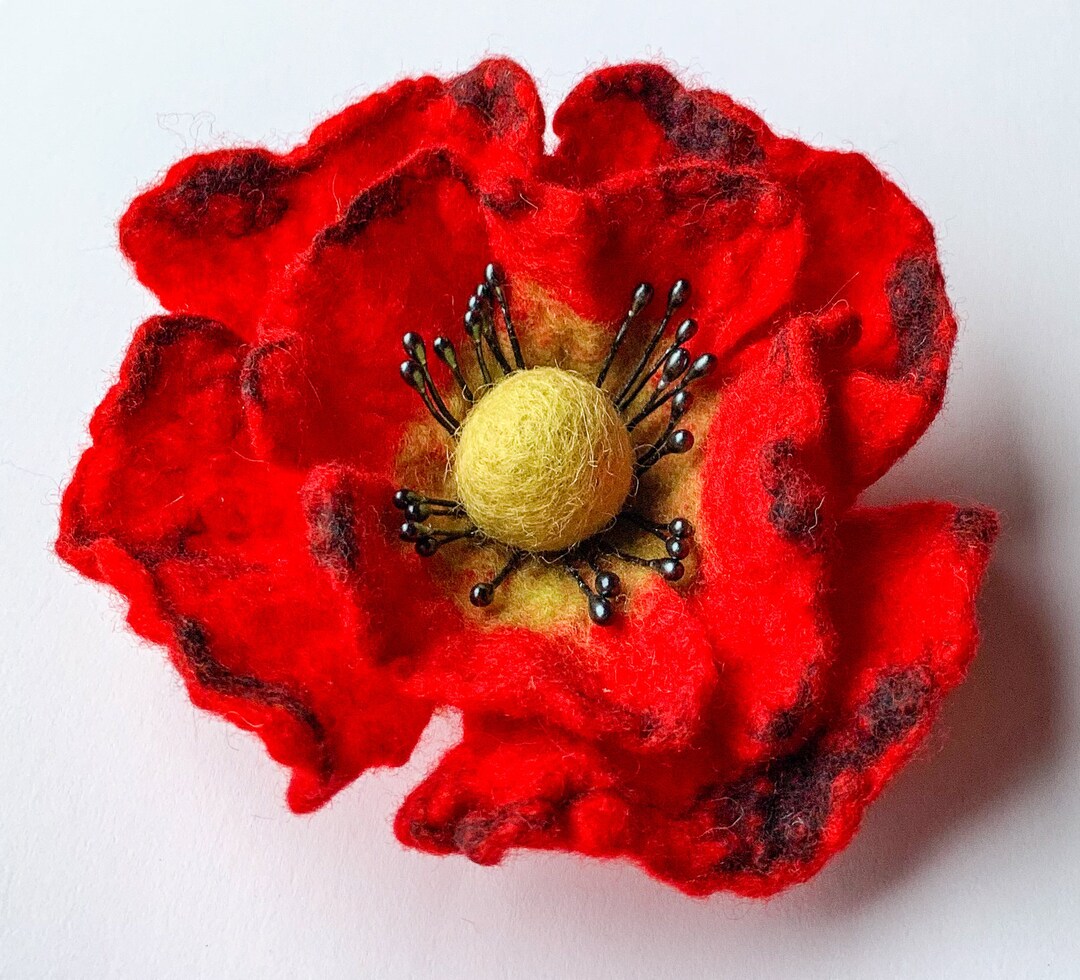 Pin Flower From Felt, Boho Jewelry, Red Flower Brooch, Valentine ...