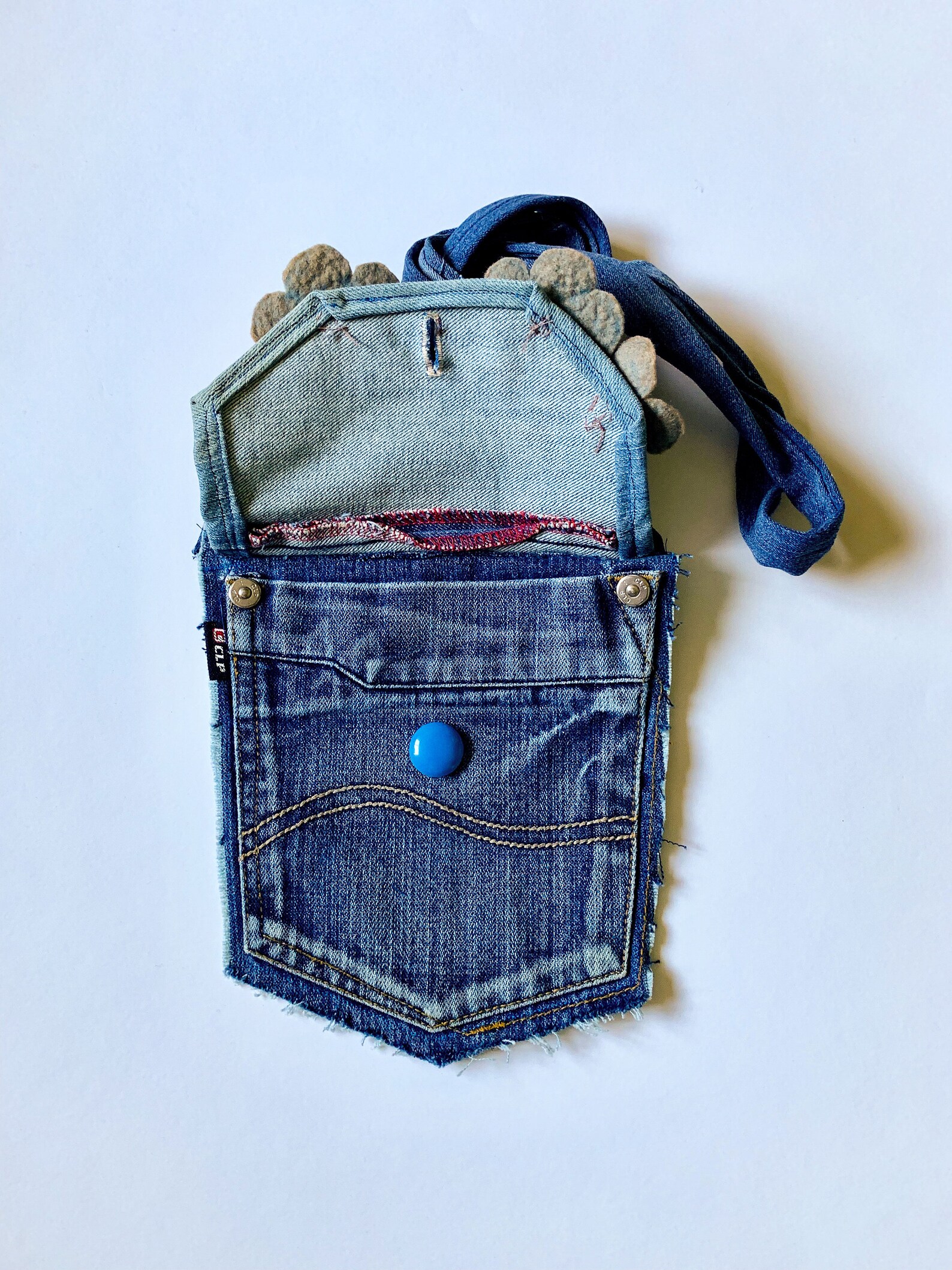 Upcycled denim bag recycled denim pocket felted flowers | Etsy