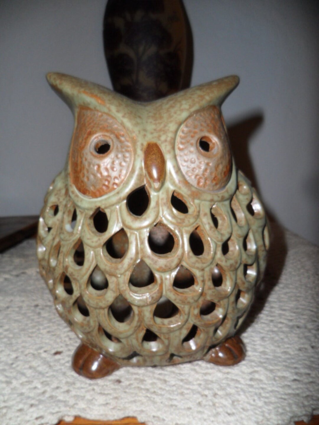 Oversized 70s Vintage HUGE OWL Battery Run Night Light Ceramic ...
