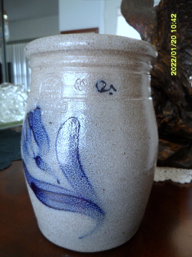 Mint ROWE POTTERY Salt Glazed CROCK Handmade Dated 1988 Rowe Pottery ...