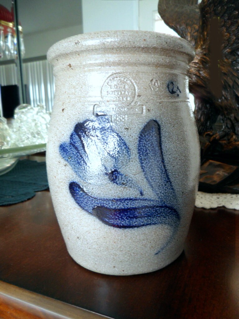 Mint ROWE POTTERY Salt Glazed CROCK Handmade Dated 1988 Rowe Pottery ...