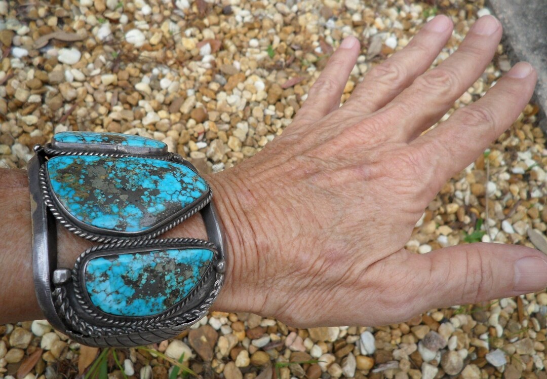 GEM GRADE MORENCI Museum Quality Navajo Kee Turquoise Sterling Cuff ...