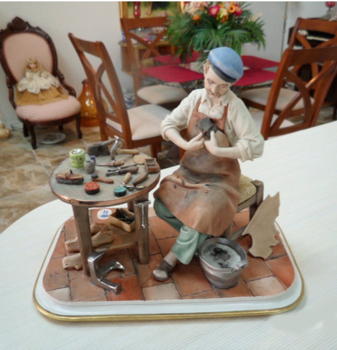 RARE Capodimonte Sculpture of a shoemaker by Celebrated Italian Artist ...