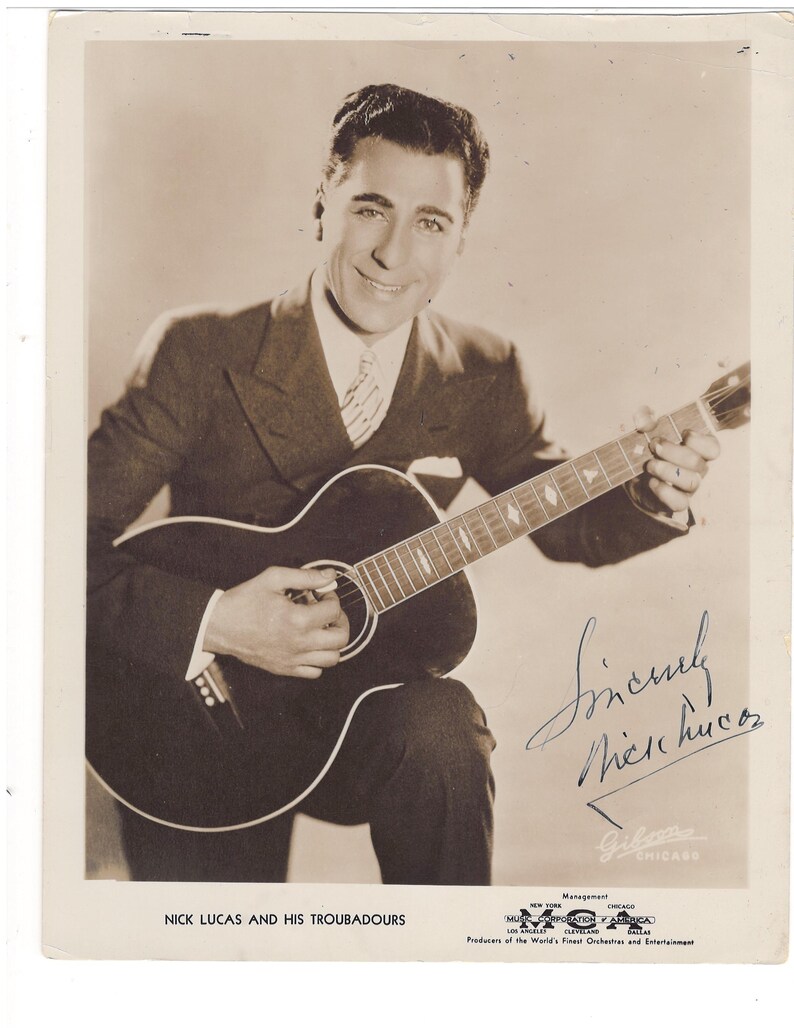 Autographed 1930s Nick Lucas & His Troubadors Black White Glossy 10x8 ...