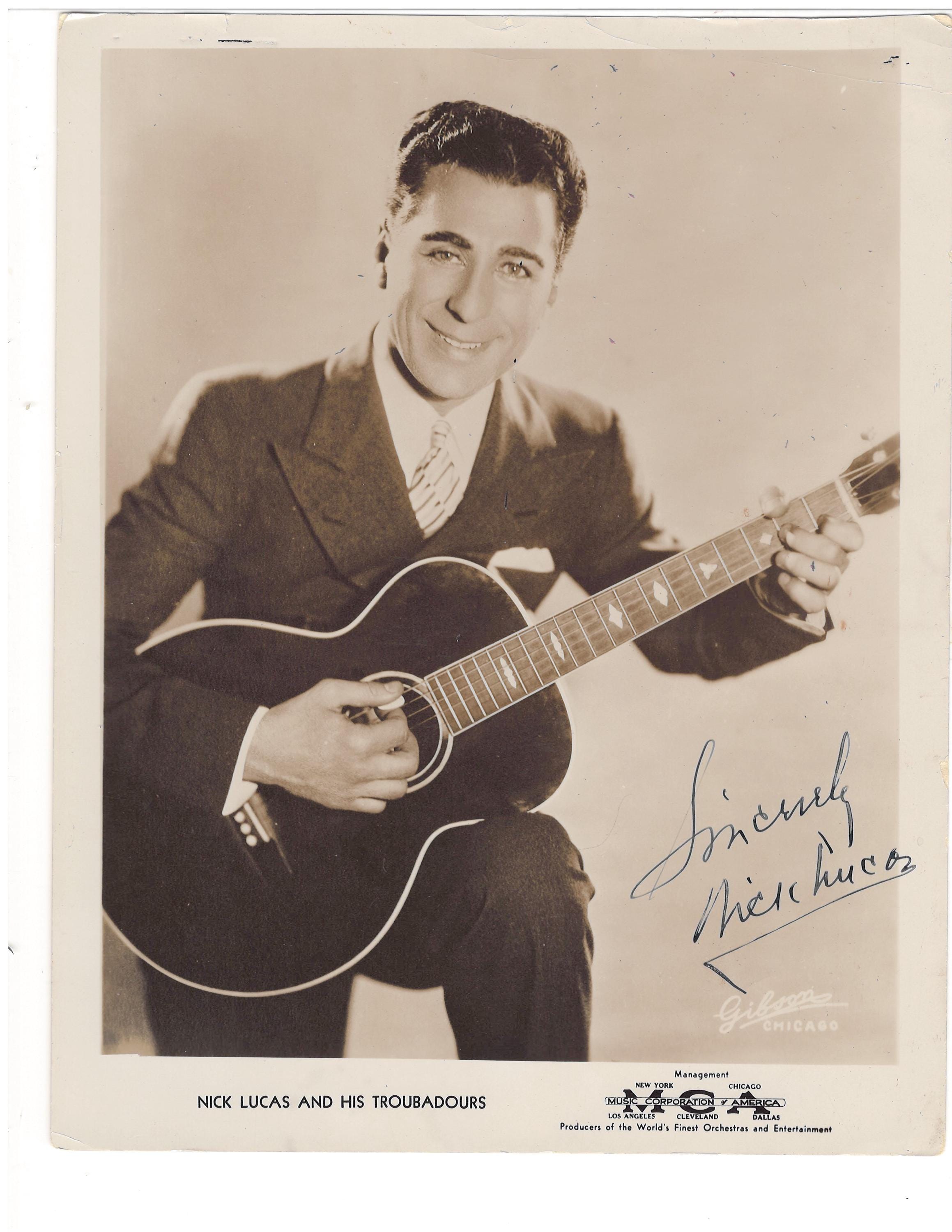 Autographed 1930s Nick Lucas & His Troubadors Black White Glossy 10x8 ...