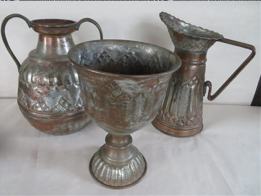 3 - Hand Hammered Copper & Silver Signed United Arab Republic - 2 ...