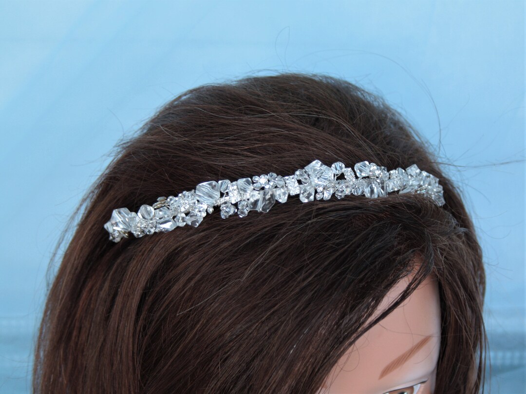 Silver Wedding Diadem With Rhinestones and Clear Crystals, Bridal Crown ...
