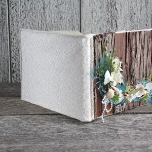 Sea Shell Turquoise Wooden Guest Book With Pen Set for a Wedding at the ...